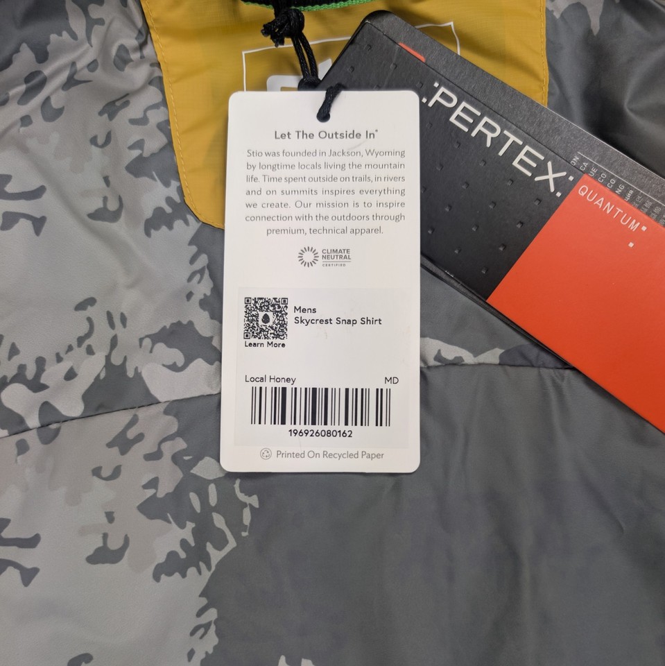 NEW Stio Skycrest Snap Shirt Men's Size Medium Ecodown Water Wind ...