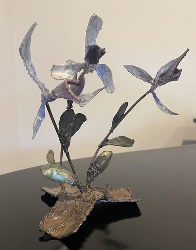 Howard Tomashek Brutalist MCM Metal Floral Flowers Sculpture Signed | eBay