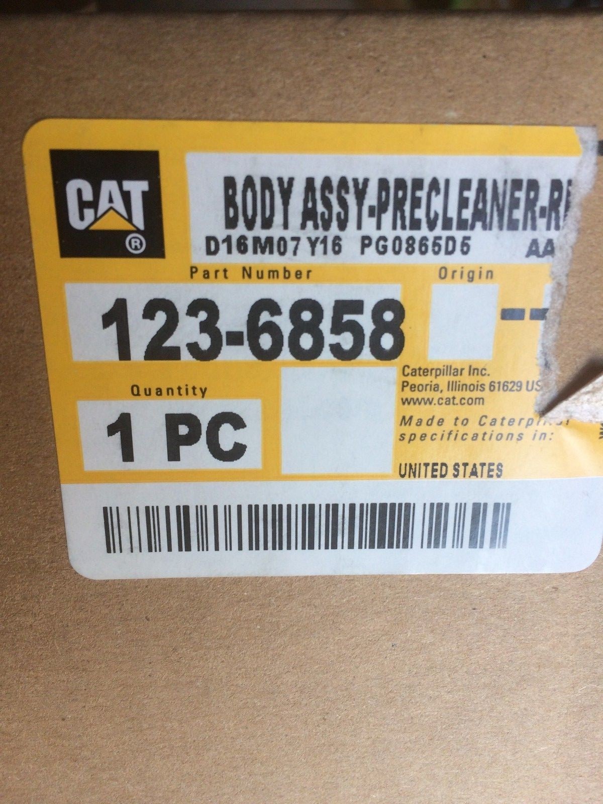 Caterpillar 123-6858 body R/H precleaner 1236858 | eBay