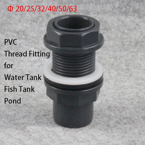 PVC Pipe Fitting for Fish Tank Pond 20/25/32/40/50mm Water Tank Thread ...