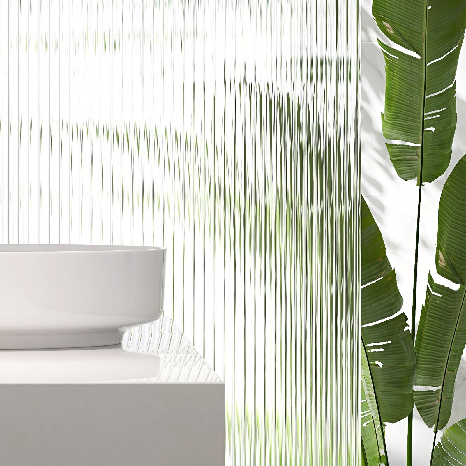 Reeded Glass Film, Flutted Ribbed Glass Decorative Privacy Window Film ...