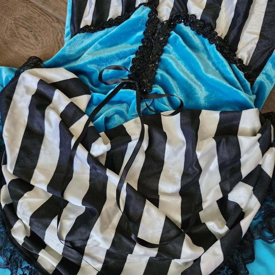 Blue velvet striped BLASIA dance costume sexy PIRATE wench romper ...