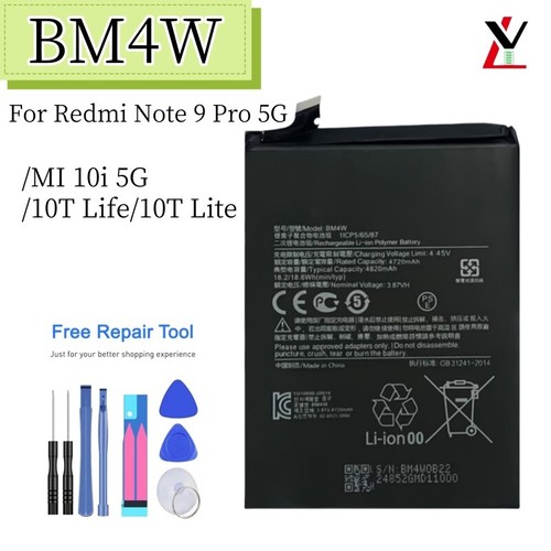BM4W Replacement Battery For Xiaomi 10T Lite 5G 10i 5G Redmi Note 9 Pro ...