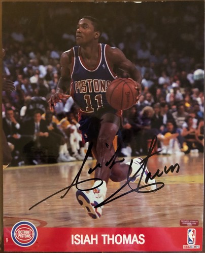 AUTHENTIC AUTOGRAPHED Isiah Thomas Detroit Pistons 8x10 PHOTO AUTO NBA ...