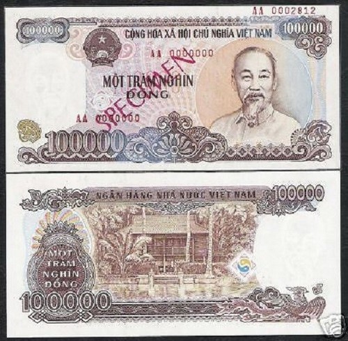 VIETNAM 100000 DONG P-117 1994 Rare HCM *Specimen* HCM HOUSE UNC MONEY ...