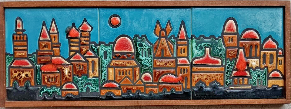 Framed Jerusalem Ceramic Art Tiles Israel An Ein Reb | eBay