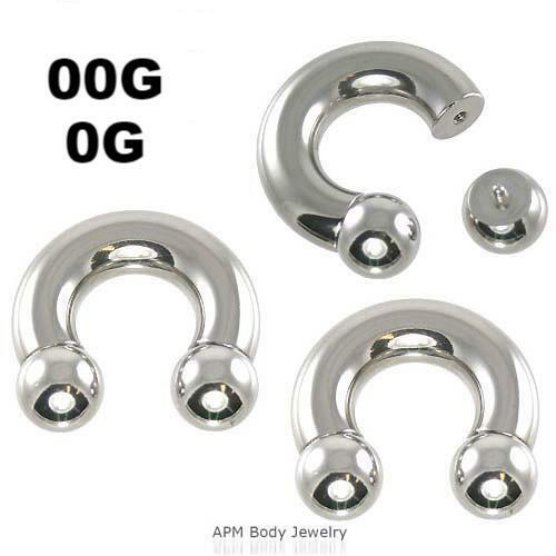 0G 5/8" INTERNALLY THREADED STEEL BALL HORSESHOE PRINCE ALBERT GAUGE ...