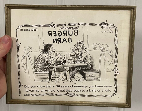 Vintage Framed The Back Forty Cartoon by Lex Graham From Old Restaurant ...