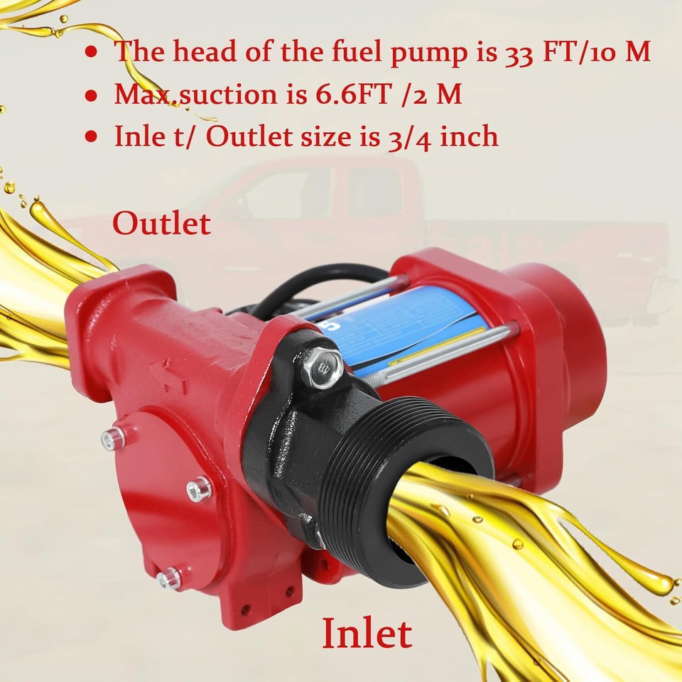 15GPM 12V DC fuel transfer pump for Gasoline Diesel with Particulate ...