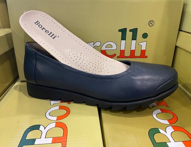 Borelli Glide Navy Ladies Leather Comfort Shoes Orthotic Friendly ...