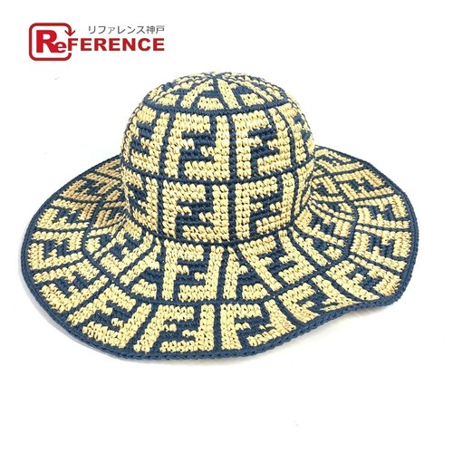 FENDI Zucca FF Pattern Raffia Hat Straw Hat Bucket Hat Bob Hat Hat Blue ...