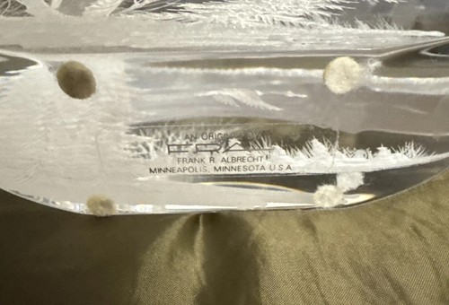 Vintage Frank R Albrecht Lucite Hand carved Etching scene MCM | eBay