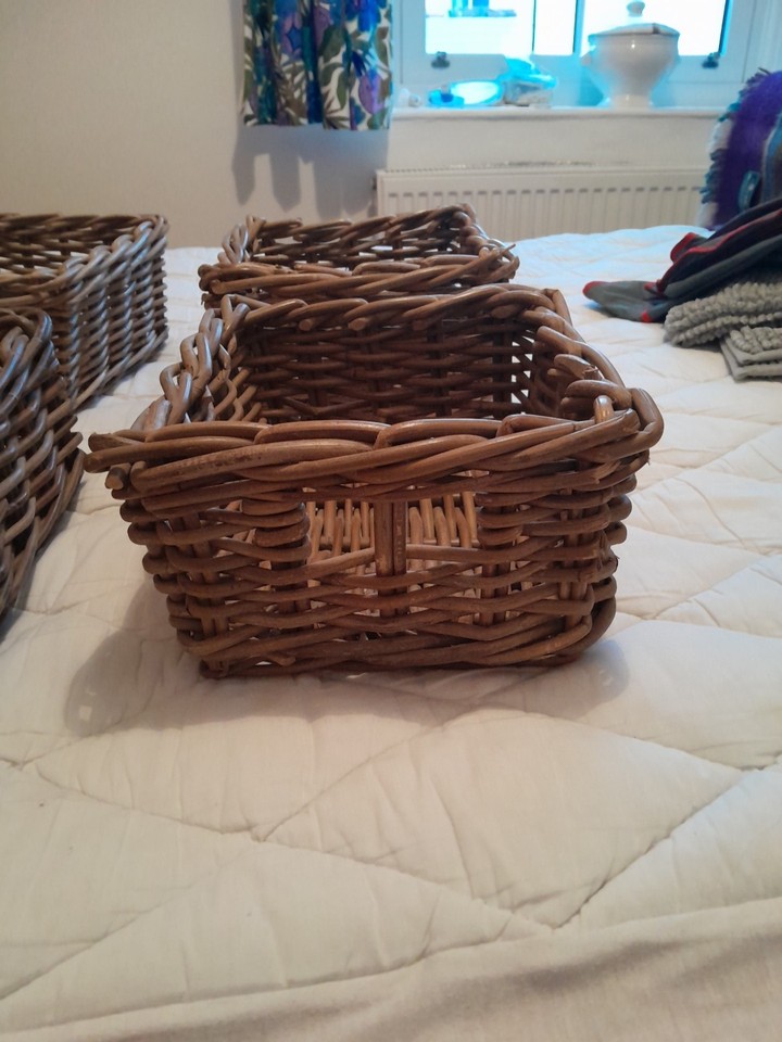 4 x IKEA BYHOLMA Handwoven Rattan Baskets - basket storage - 25x29x15cm ...