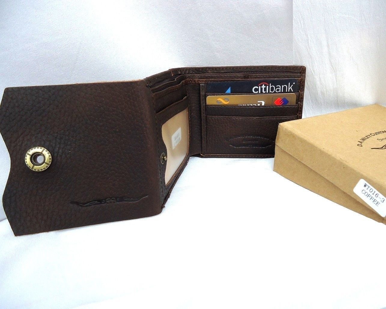 Men's Genuine Leather Wallet 3 Card Slots 1 id Window 3 Bill Compartmen ...