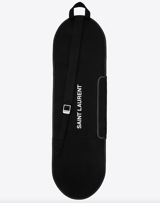NWT Saint Laurent YSL Logo Black Canvas Leather Zip Skateboard Case ...