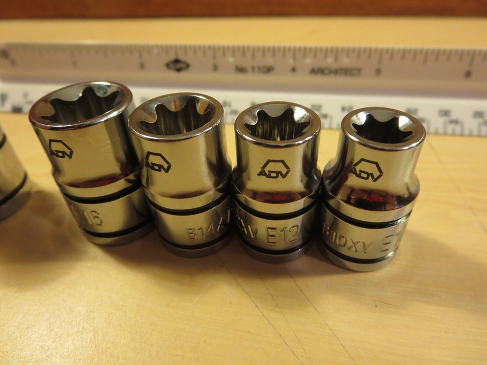 MATCO ADV 1/4",3/8", 1/2" DR 11-Pc. Inverted Torx SOCKET SET E4 thru ...