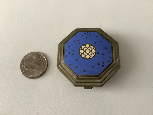1920’s Richard Hudnut Le Debut Blue Enamel Makeup Compact * Octagon ...