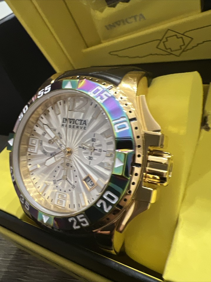 New Invicta Men's Excursion Reserve Swiss Chrono Silver Dial Leather ...