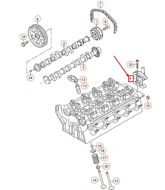 Genuine OEM Audi VW 2.0 Petrol Engine Timing Chain Tensioner 06F109217A ...