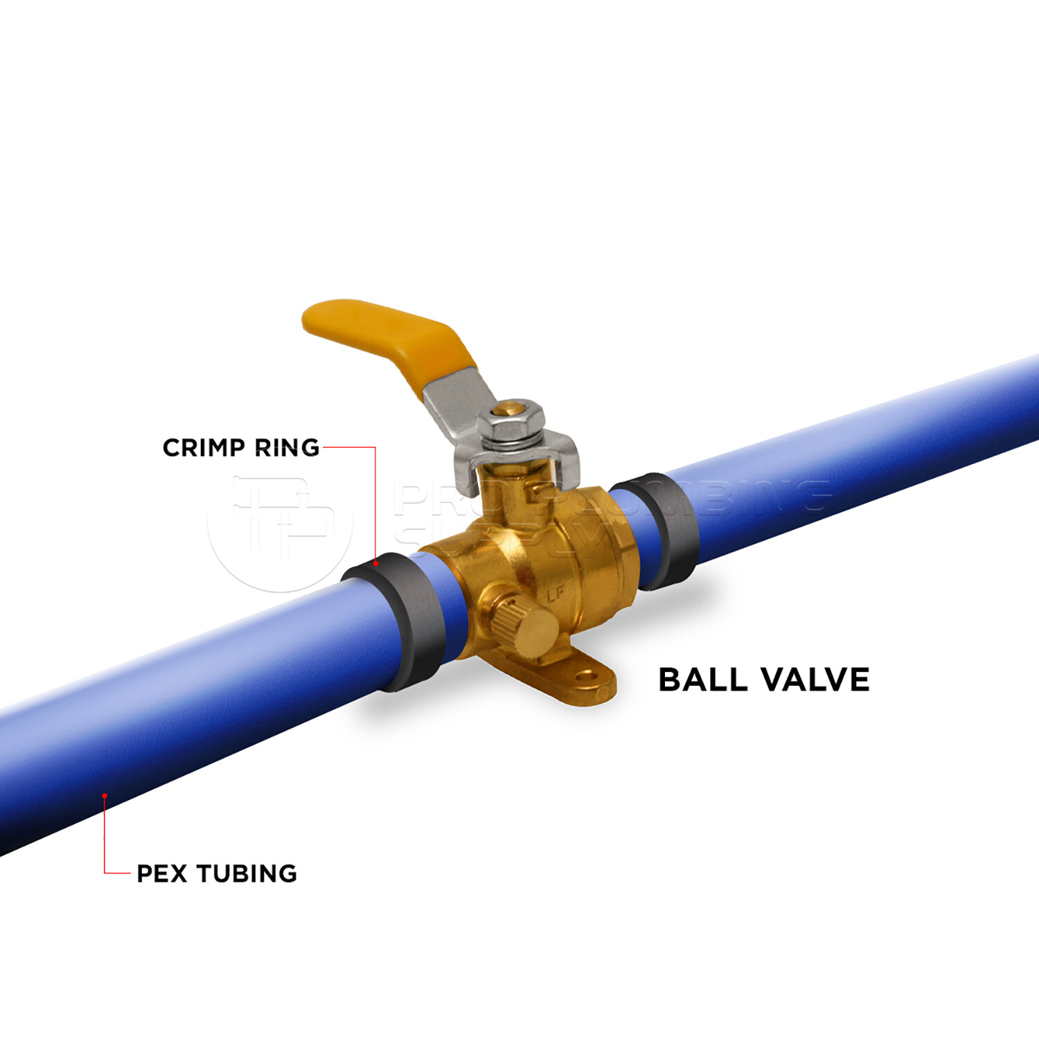 Pexflow Drop Ear PEX Ball Valve with Drain, 3/4 in. Expansion PEX (10 ...