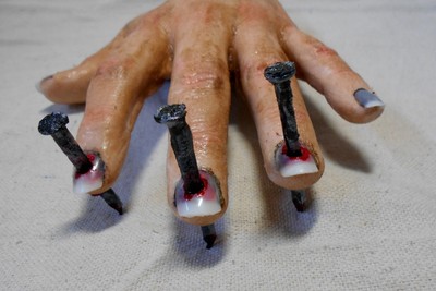 horror props Nailed Hand Halloween movie fx dead body parts freak show ...