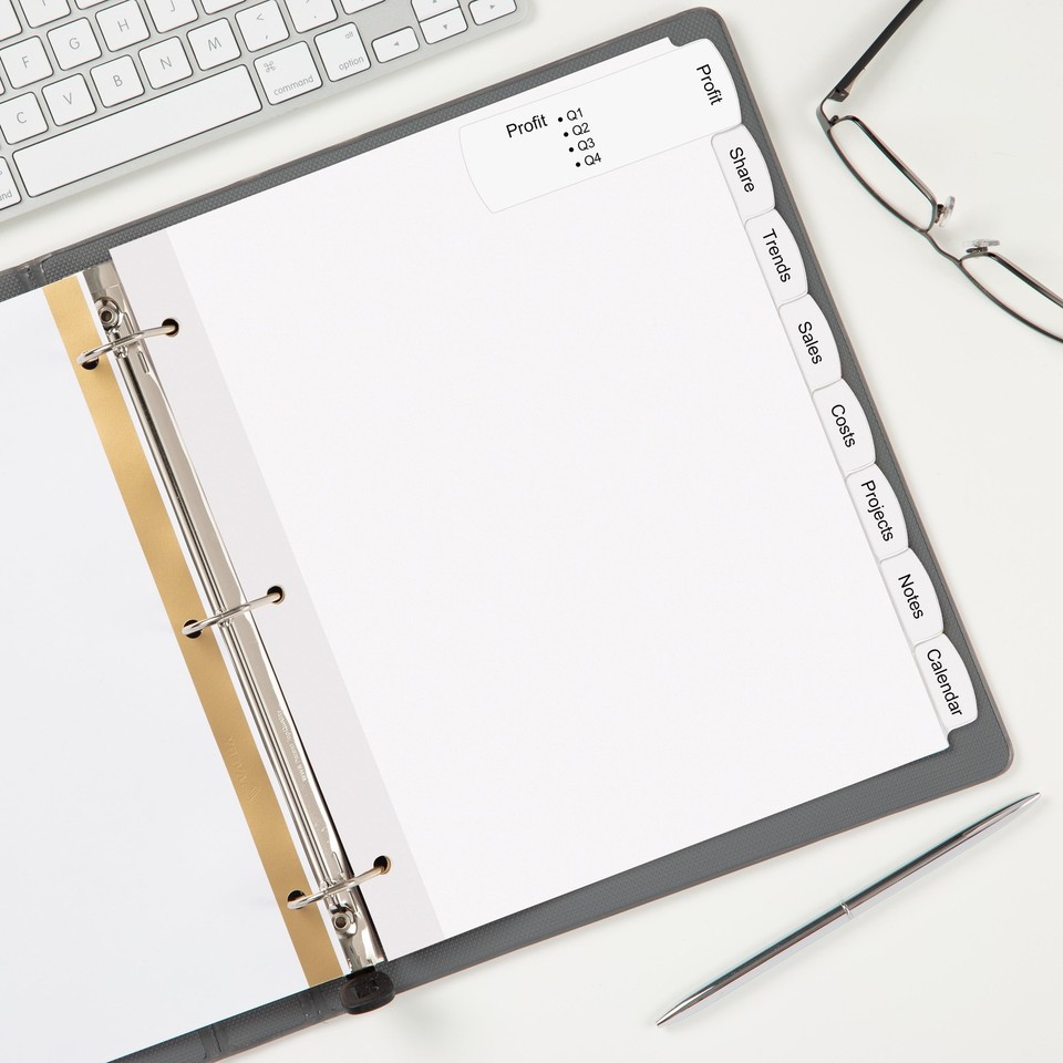 (2 pack) Printable Label Divider, 8-Tab, Paper, Big Tab, Large Standard ...