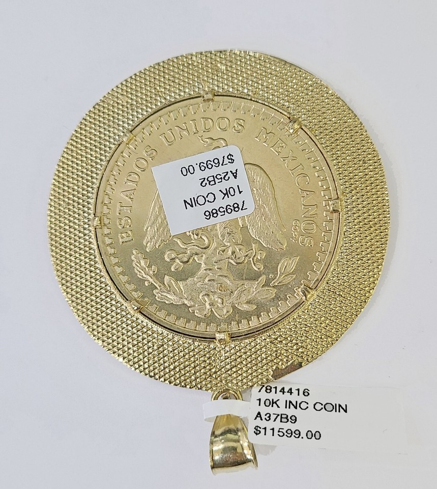 10k Centenario Coin Copy in Solid Yellow Gold 50 Pesos 1947 Mexico ...