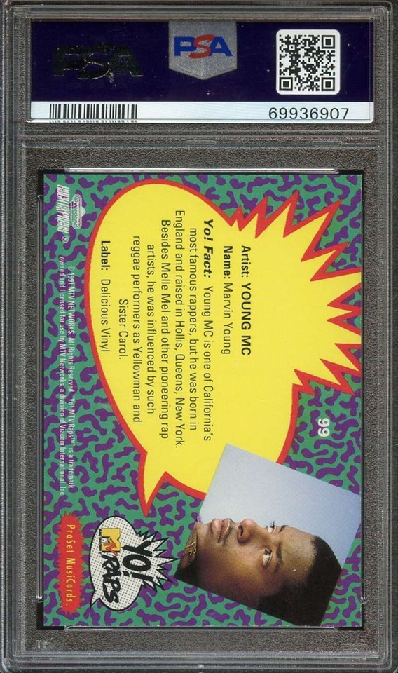 1991 PROSET MUSICARDS YO! MTV RAPS #99 YOUNG MC PSA 10 POP 2 | eBay