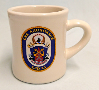 USN US NAVY USS ANCHORAGE LPD-23 SHIPS CREST LOGO CUSTOM MUG CUP STEIN ...