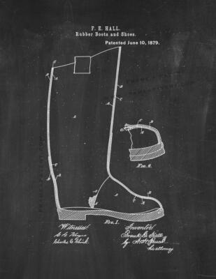 Rubber Boot Patent Print Chalkboard | eBay