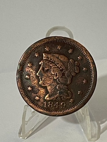1849 Large Cent – One Cent Penny US Coin – Braided Hair Liberty ...