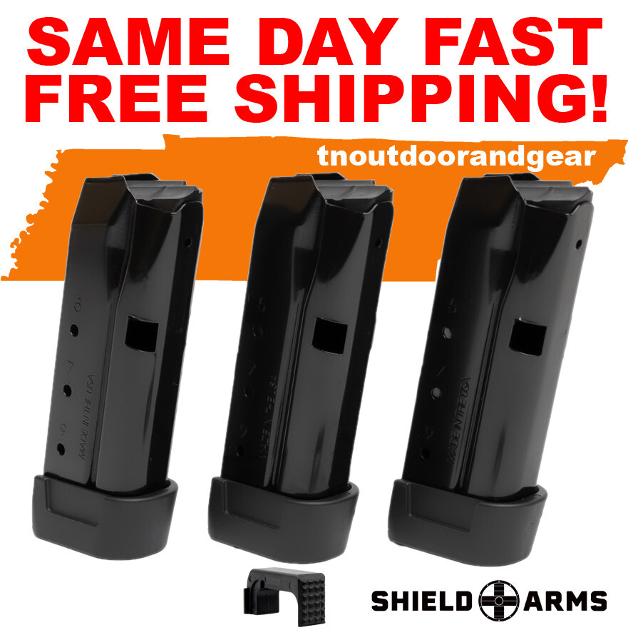 Shield Arms Z9 Glock 43 9mm 9 Rnd Steel MAGAZINE x 3 + Mag Catch Z9 ...