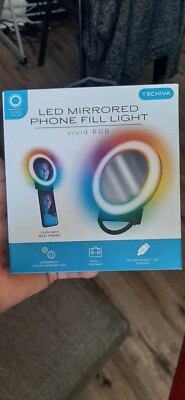 Techiva LED Mirrored Phone Fill Light Vivid RGB, Rechargeable Portable ...