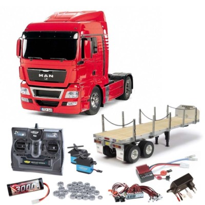 Tamiya MAN TGX 18.540 4x2 XLX Red komplett + Flachbett, LED, Lager ...
