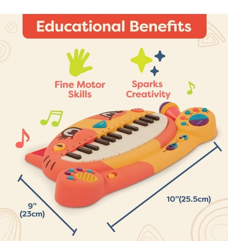 B toys Meowsic Interactive Cat Piano Toy Piano Microphone Musical ...