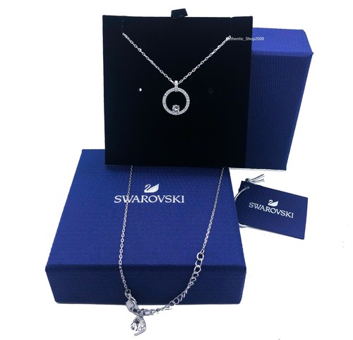 NEW SWAROVSKI Rhodium Rose Gold Crystal Pave Creativity Circle Pendant ...