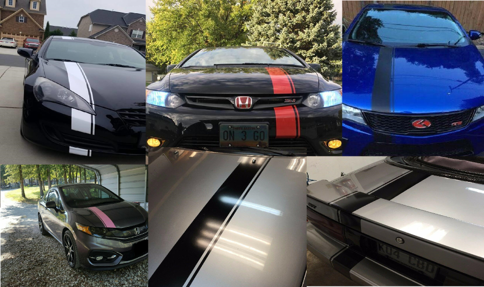 3 - 6"x50" Hood rally racing stripe decals vinyl graphics car truck ...