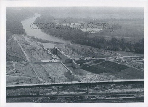 1977 Press Photo Aerial Construction of Lock Tenn Tom Waterway Sumter ...