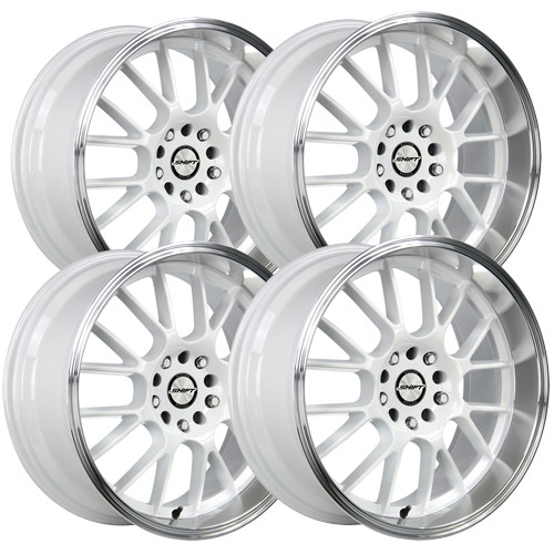 (Set of 4) Shift H28 Crank 18x8.5 5x100/5x4.5" +30mm White Wheels Rims ...