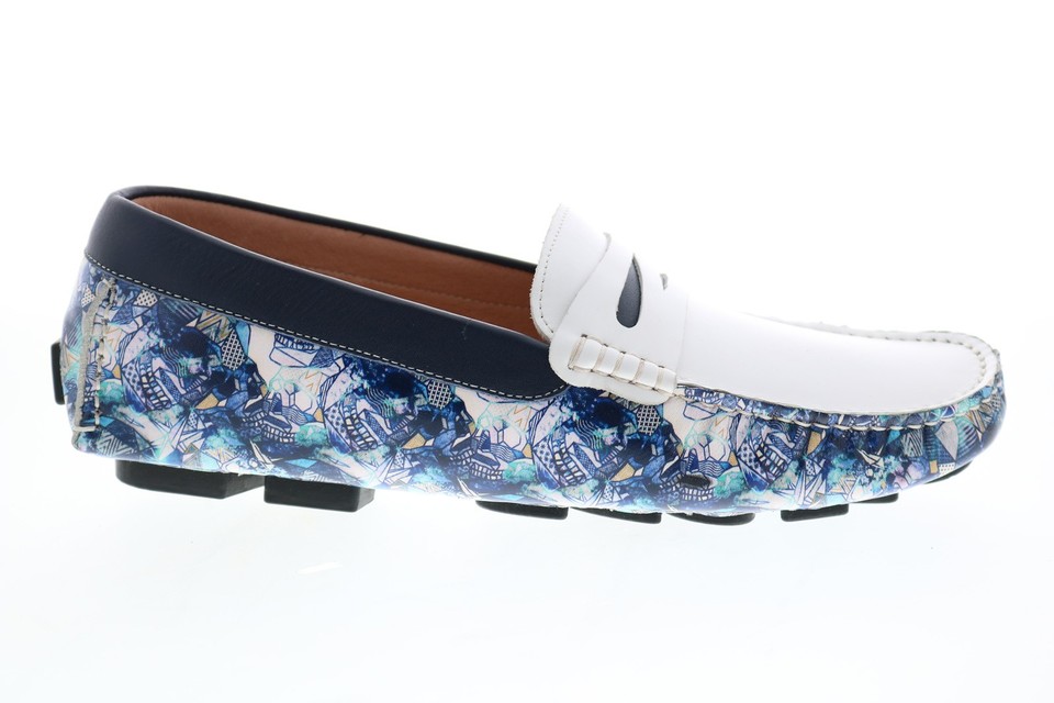 Robert Graham Doggerland Mens White Loafers & Slip Ons Moccasin Shoes 9 ...