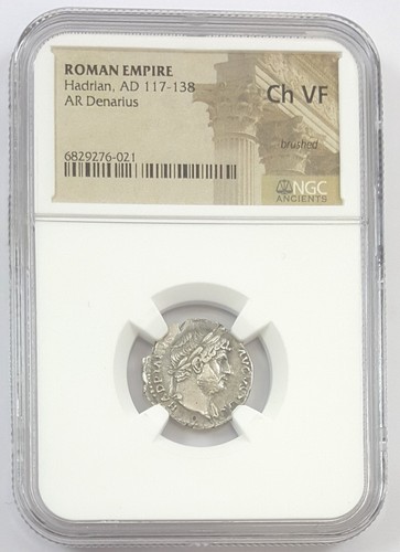 NGC Ch VF Roman AR Denarius of Hadrian AD117-138 NGC Ancients Choice ...
