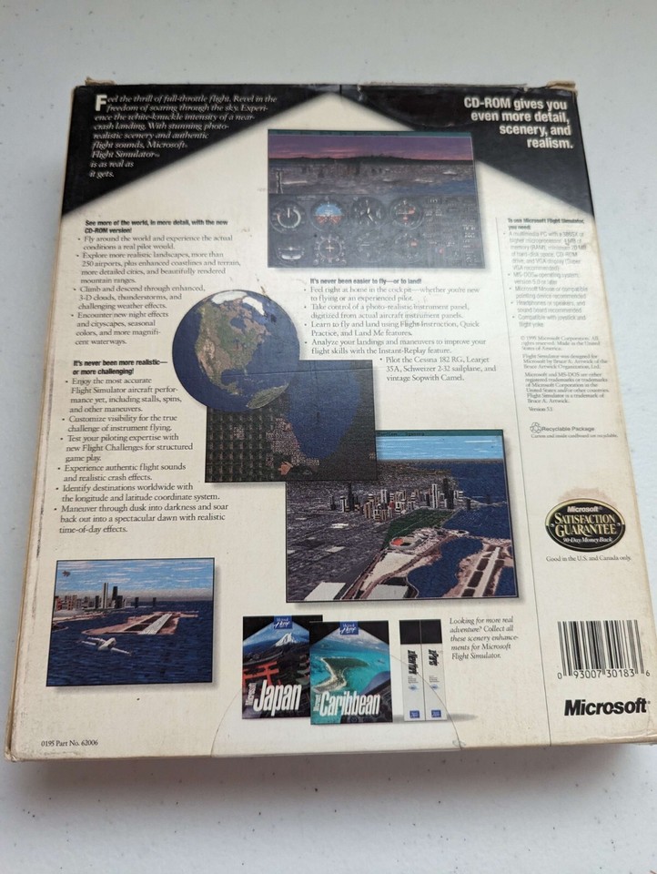 Vintage Big Box Computer Game - Microsoft Home Flight Simulator Version ...
