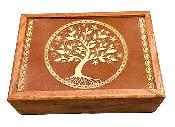 Tree of Life Carved Acacia Wood Felt-Lined Trinket Keepsake Box 5"x7 ...