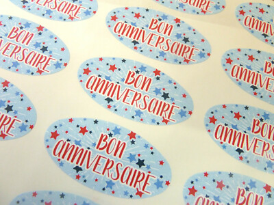 Bon Anniversaire French Happy Birthday Labels Stickers For Cards HBW-FR ...