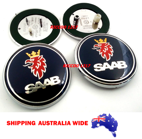 2 SAAB 68mm Front Bonnet & Trunk Boot Emblem Badges 93 95 9-3 9-5 SEDAN ...
