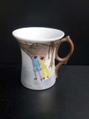 Handpainted Porcelain Teacup Signed "Ollie" Winter Ice Skating | eBay