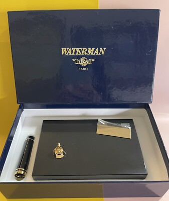 Vintage Waterman Man 100 Fountain Pen Marble Base Desk Pen Holder ...