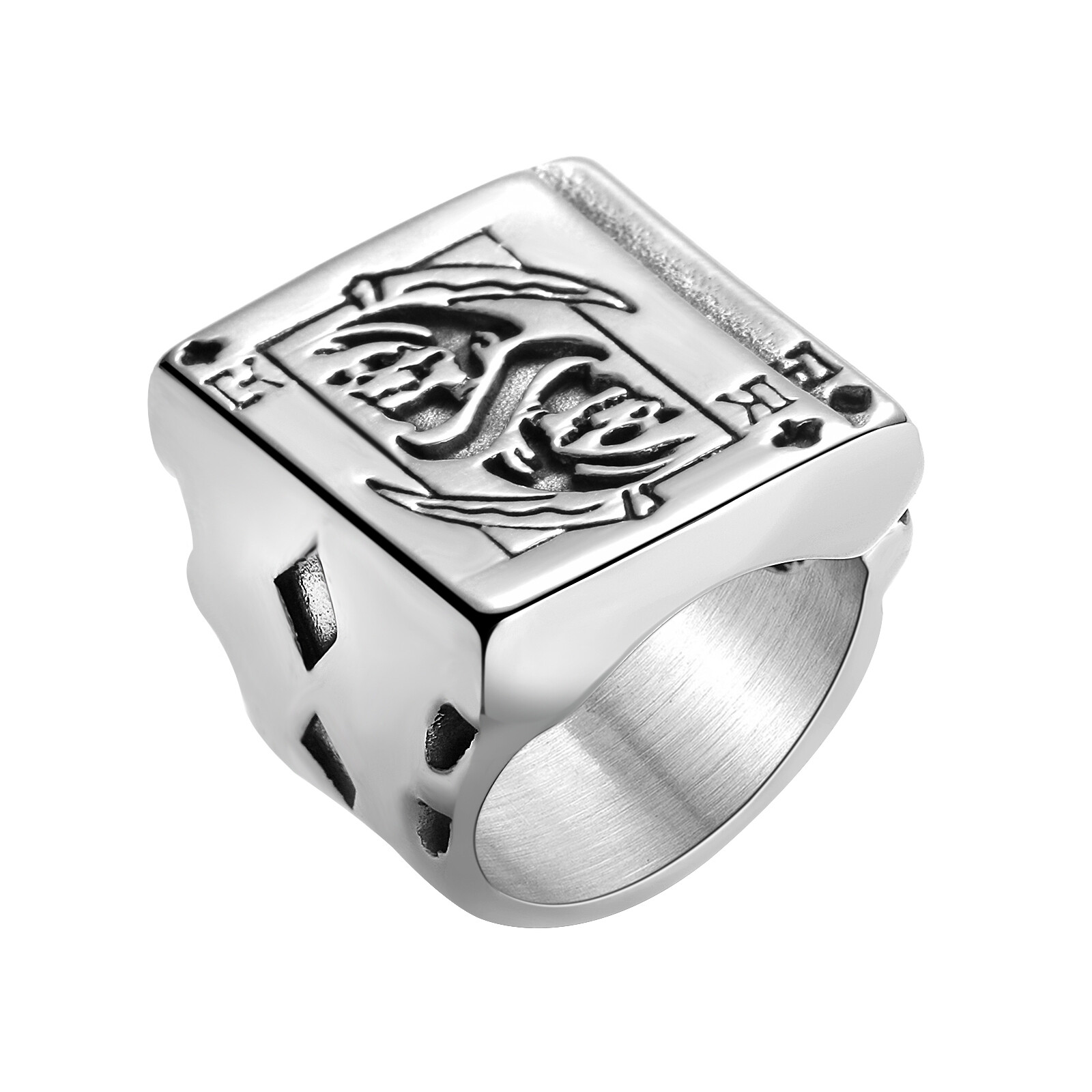 Hip Hop Men Stainless Steel Death Grim Reaper Poker Ring Playing Card ...