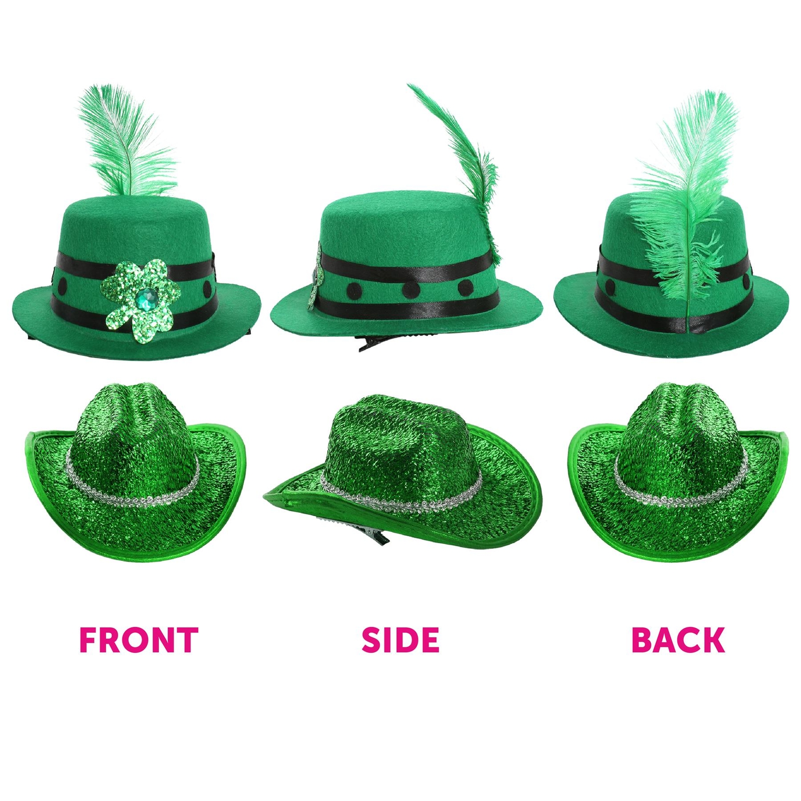 LADIES IRELAND HATS ST PATRICK'S DAY FANCY DRESS PACK OF 3 IRISH ...