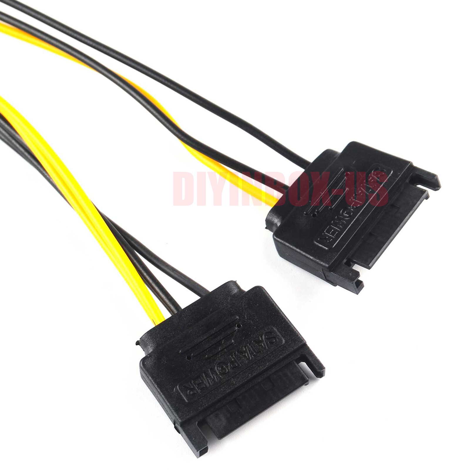 X5 Dual 15 Pin SATA Male To PCI-E GPU 8 Pin Female Video Card Power ...